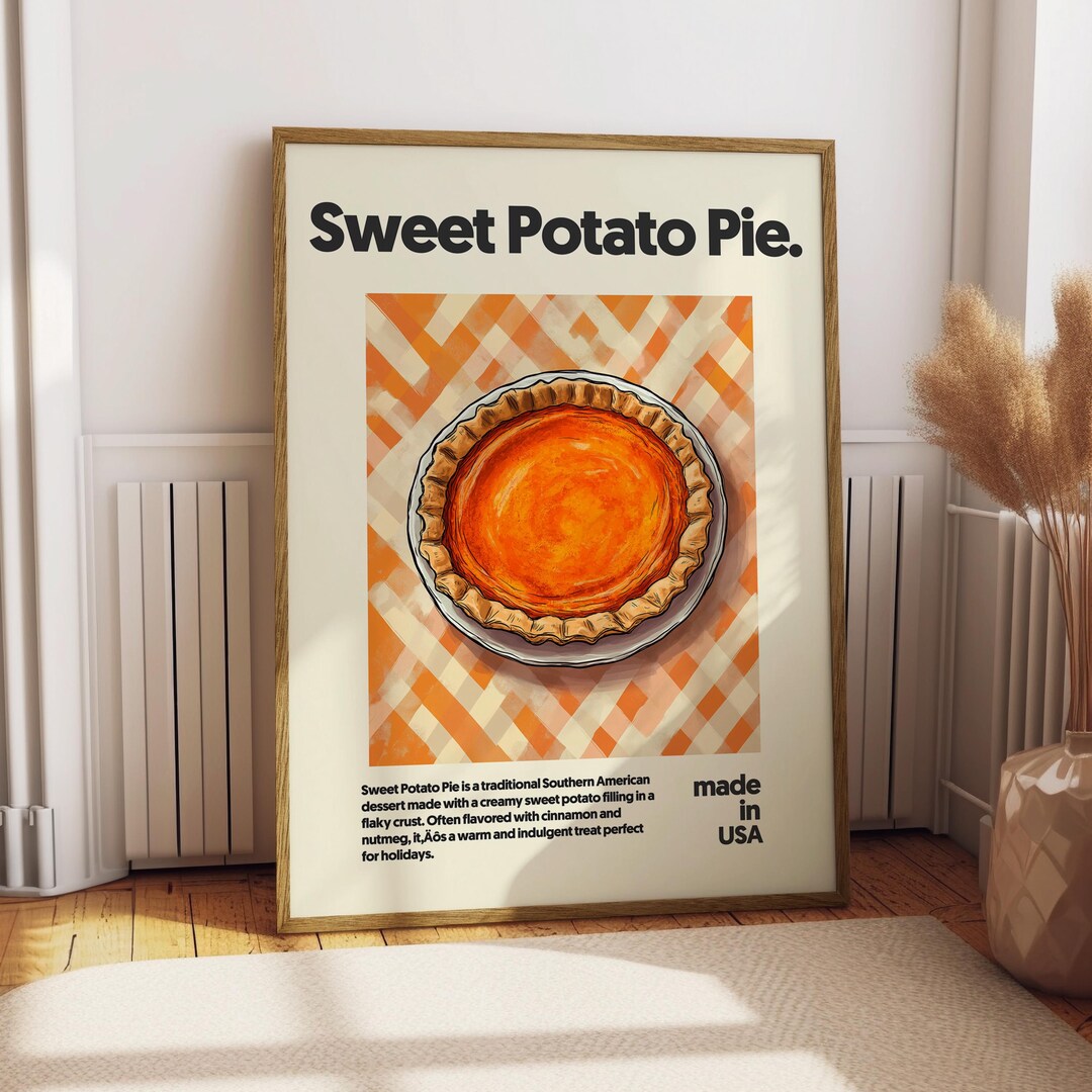 Sweet Potato Pie Poster - Food Poster - Kitchen Decor - Kitchen Print ...