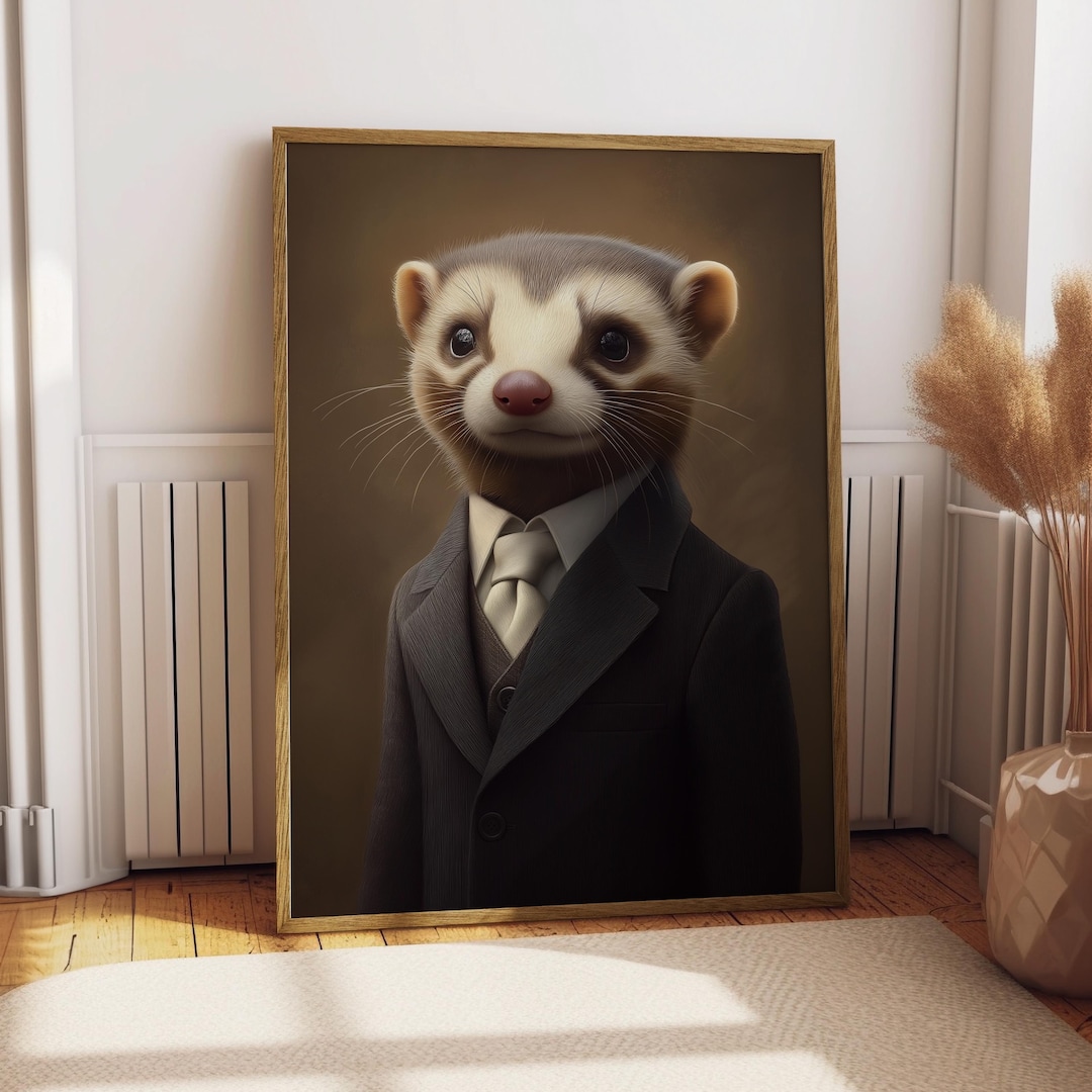 Ferret Suit Portrait - Pet Poster - Ferret Portrait - Custom Pet Art ...