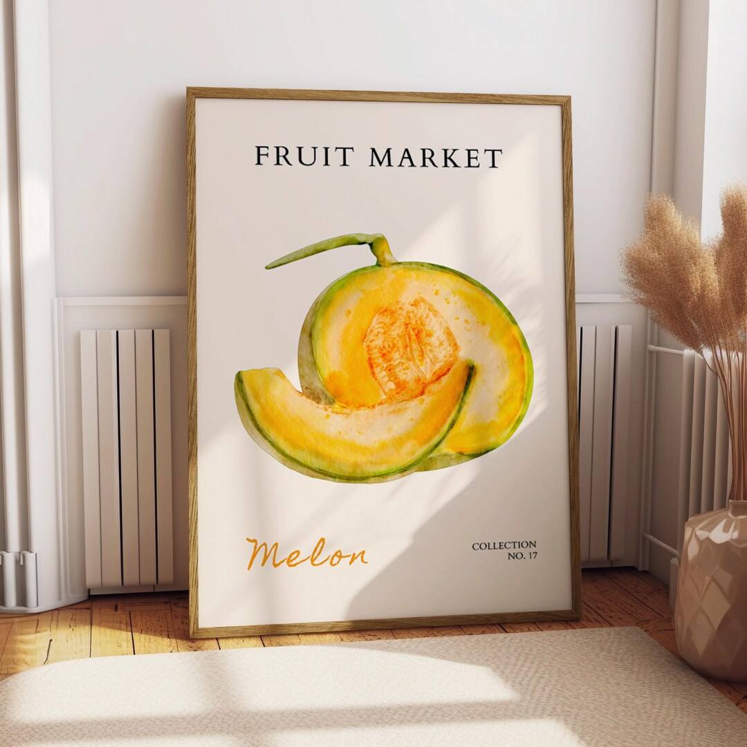 Melon Fruit Market Poster - Food Poster - Kitchen Decor Print - Fruit ...