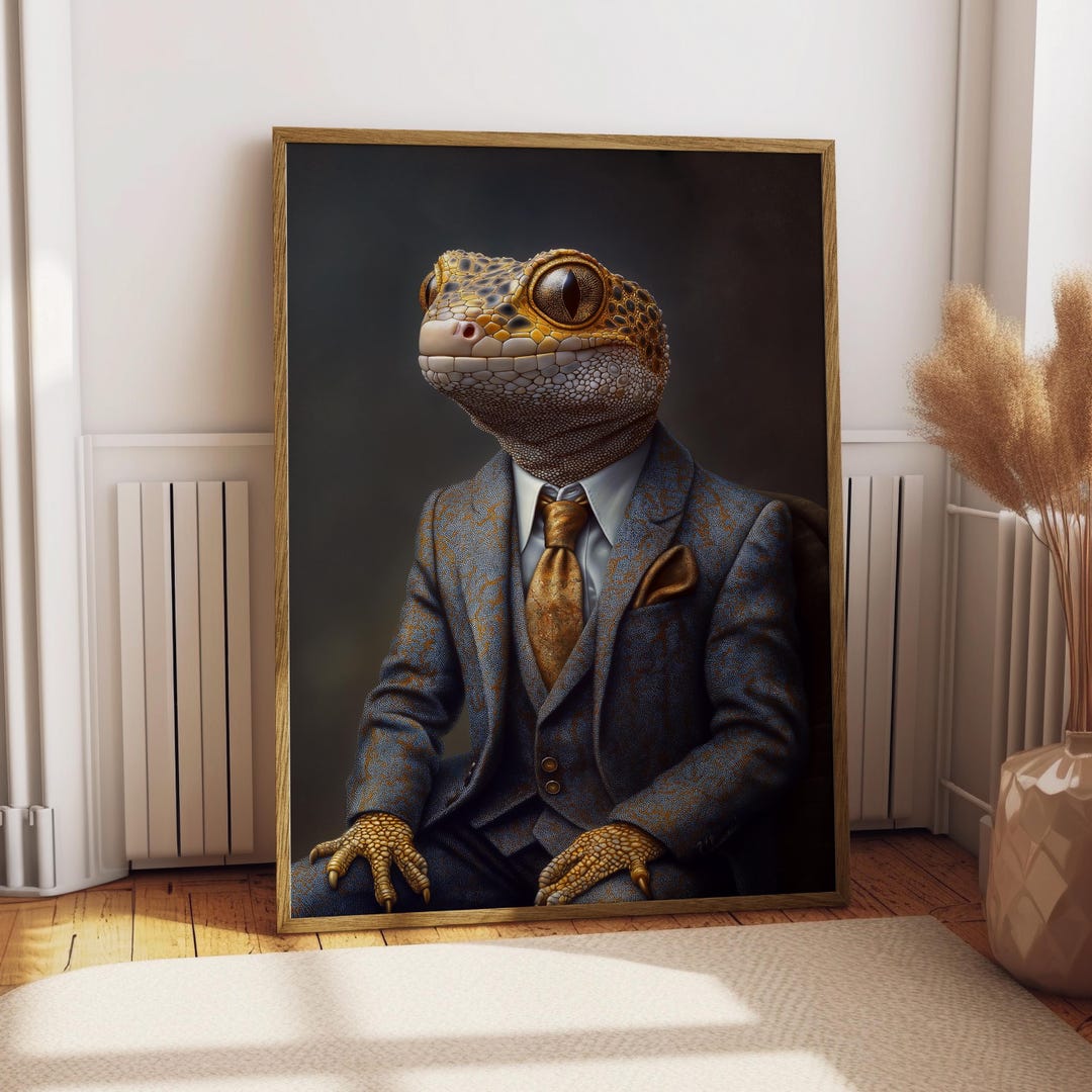 Gecko Suit Portrait - Pet Poster - Gecko Portrait - Custom Pet Art ...