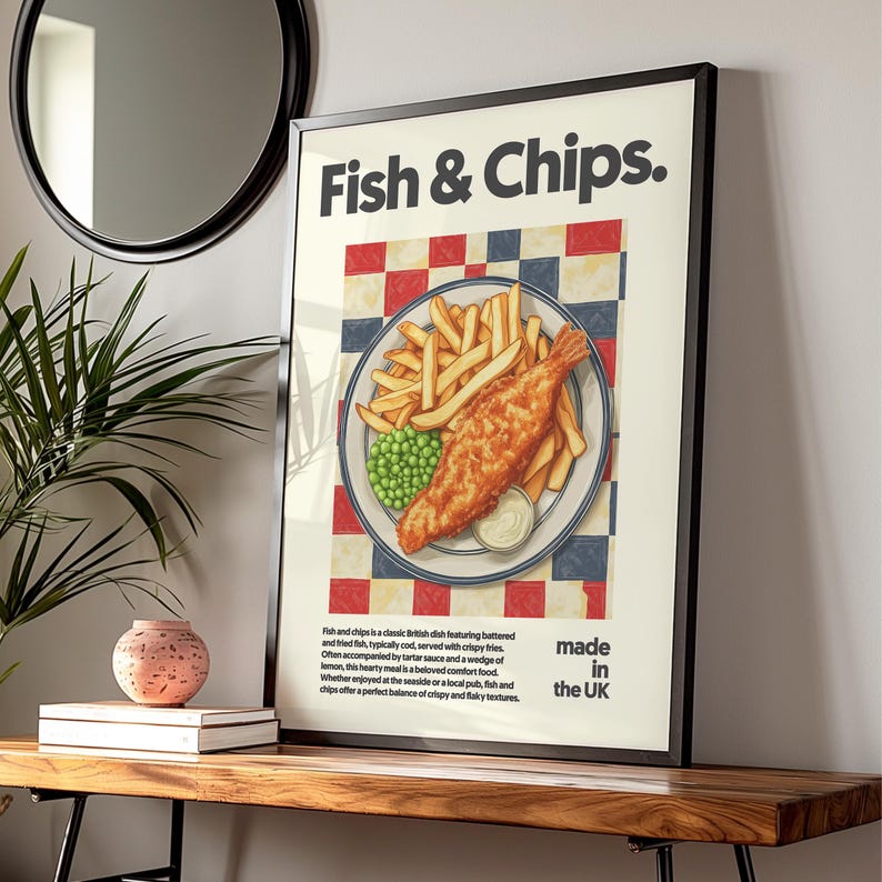 Fish and Chips Poster – British Food Kitchen Print - Etsy