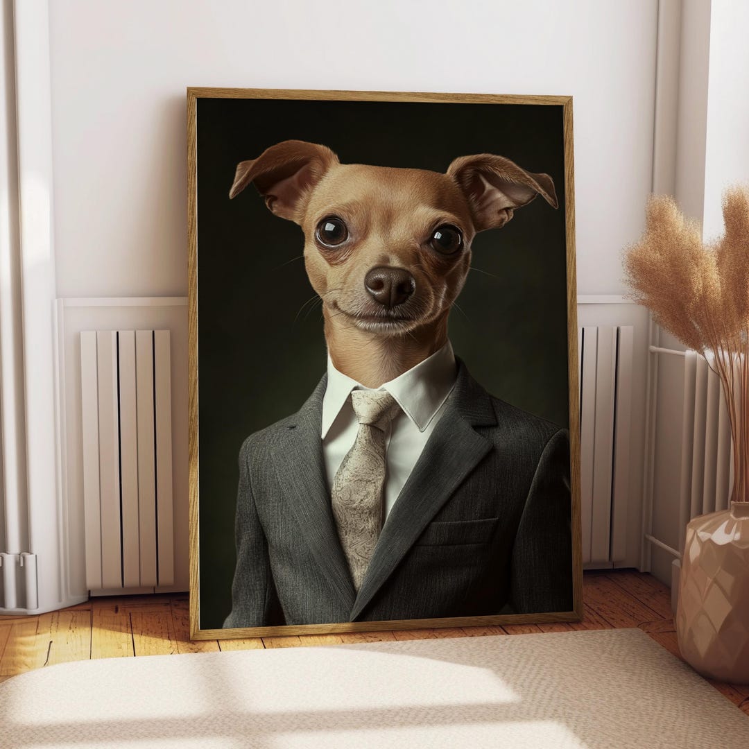 Chiweenie Suit Portrait - Dog Poster - Pet Portrait - Custom Pet Art ...