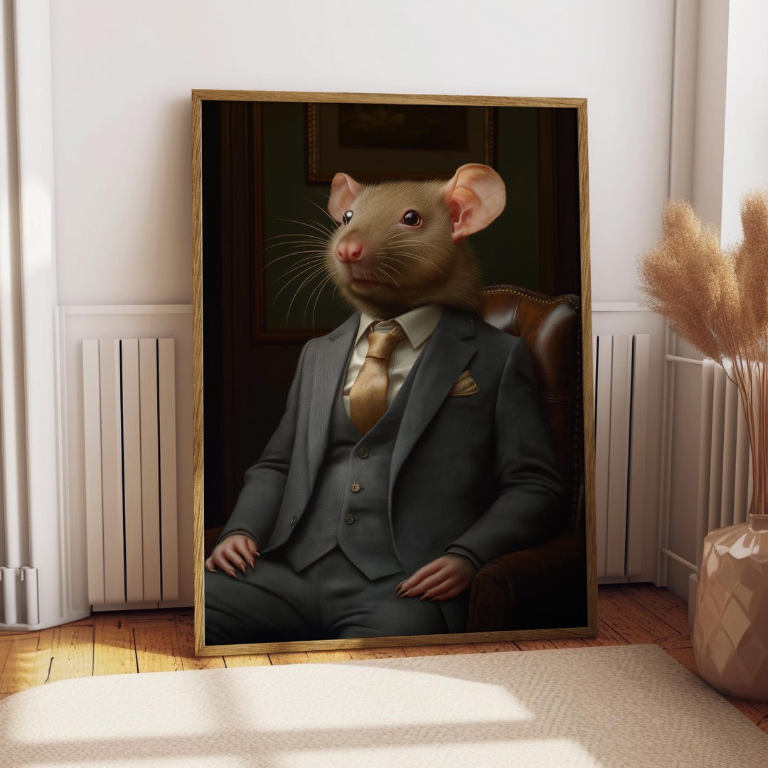Rat in Suit Portrait - Pet Poster - Rat Portrait - Custom Pet Art - Pet ...