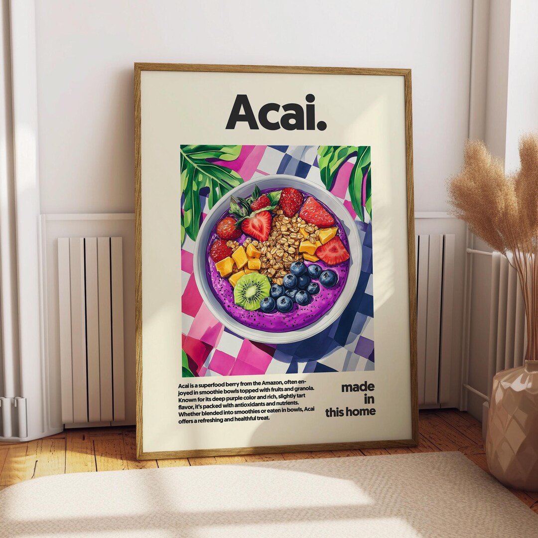 Acai Bowl Poster - Food Poster - Kitchen Decor - Kitchen Print ...