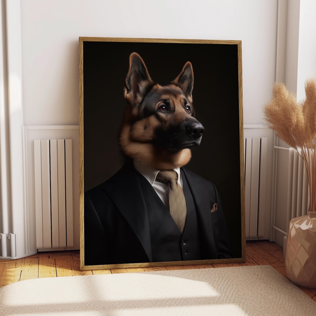 Sable German Shepherd Suit Portrait - Dog Poster - Pet Portrait - Funny ...