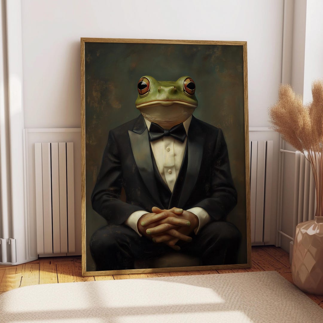 Frog in Suit Portrait - Pet Poster - Frog Portrait - Custom Pet Art ...