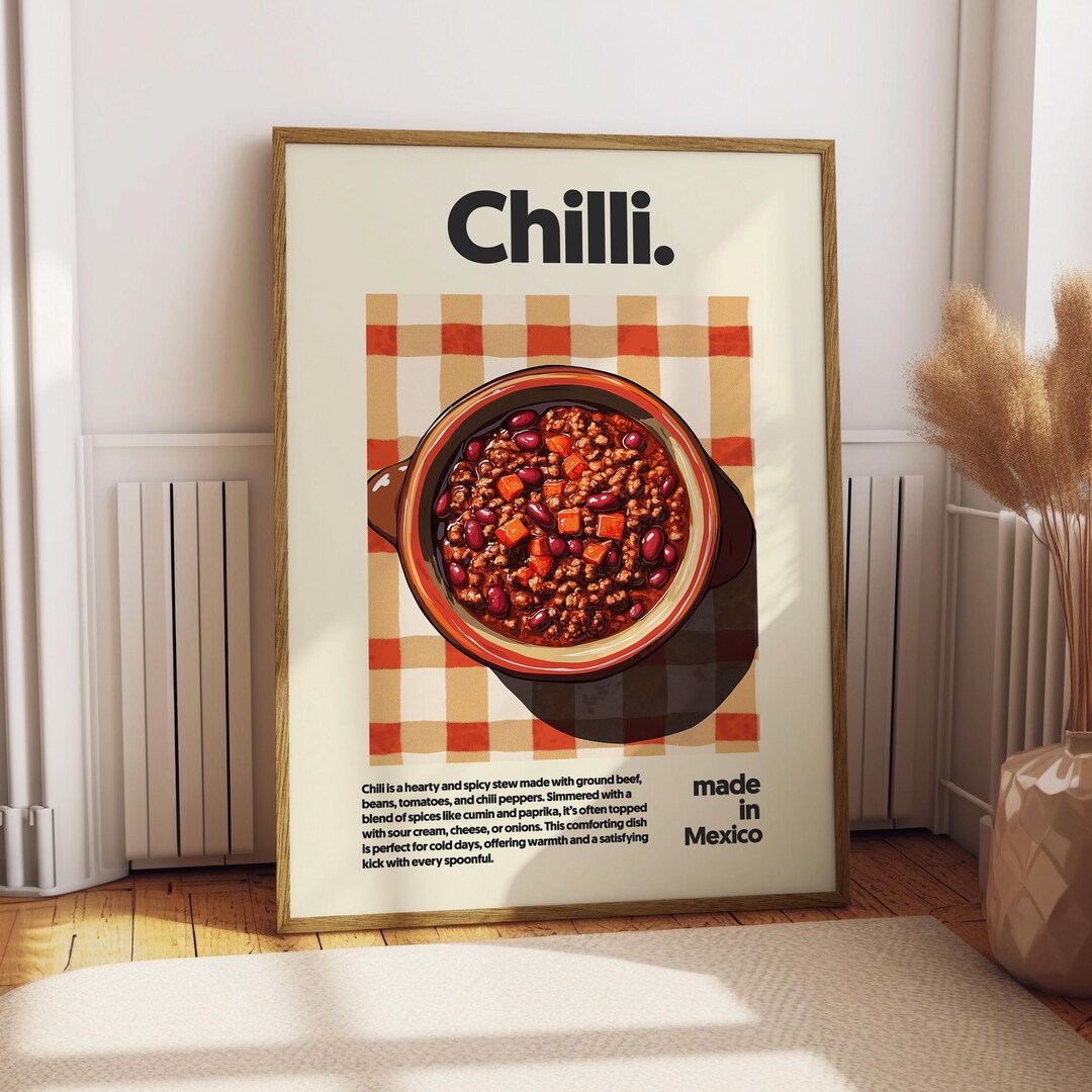 Chilli Poster - Food Poster - Kitchen Decor - Kitchen Print - Mexican ...