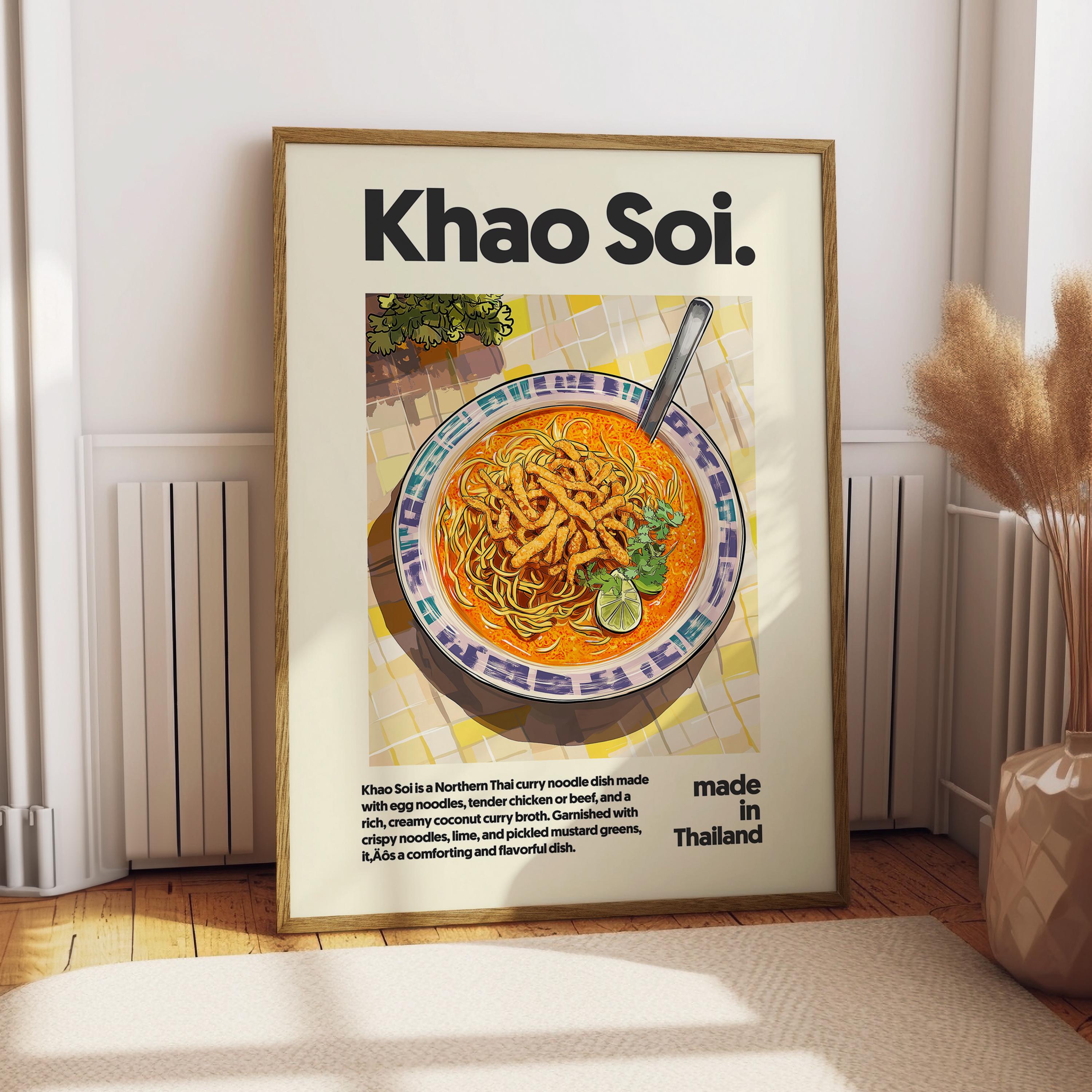 Khao Soi Poster - Food Poster - Kitchen Decor - Kitchen Print - Thai ...
