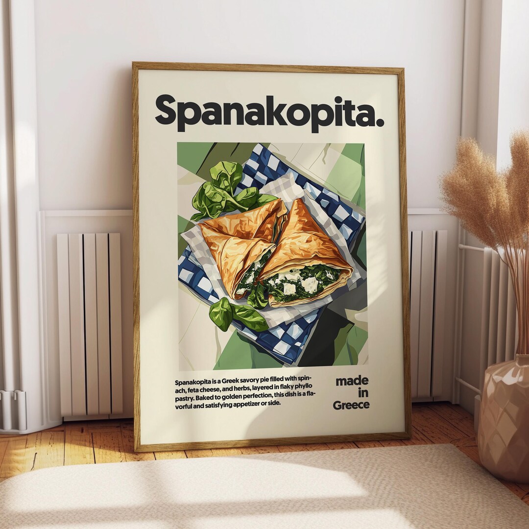 Spanakopita Poster - Food Poster - Kitchen Decor - Kitchen Print ...
