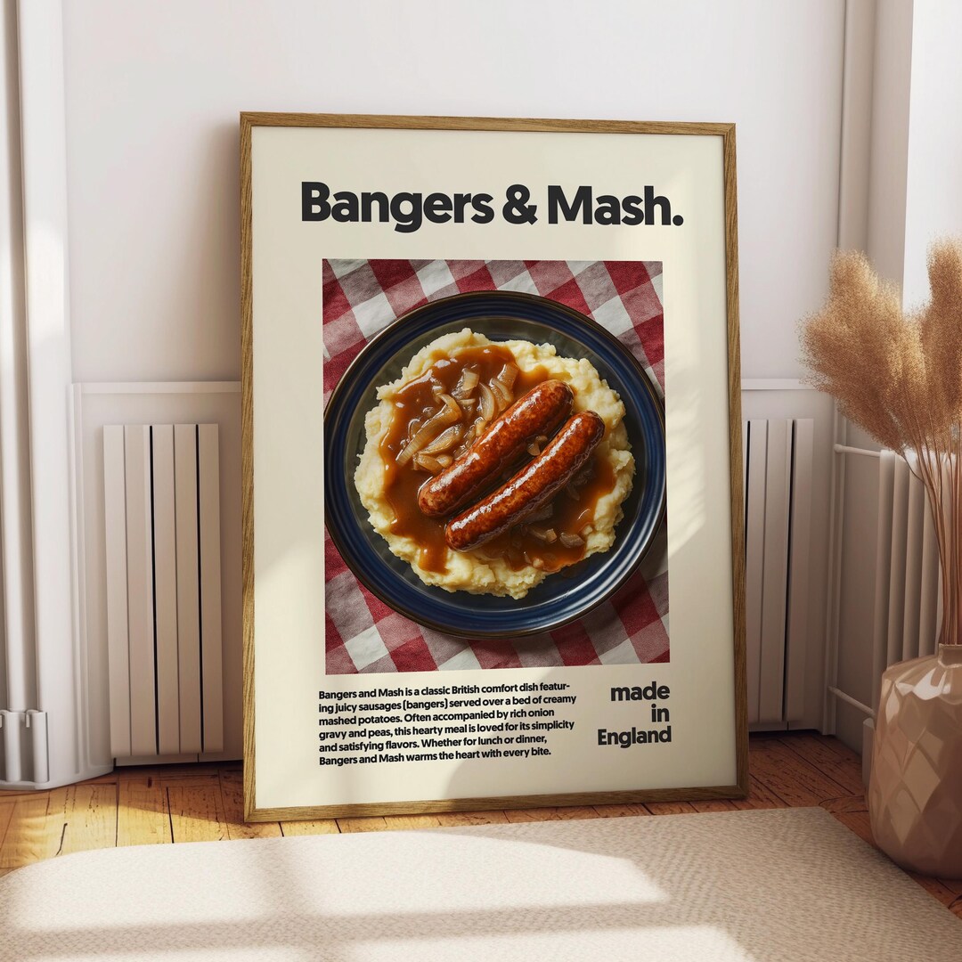 Bangers & Mash Poster - Food Poster - Kitchen Decor - Kitchen Print ...