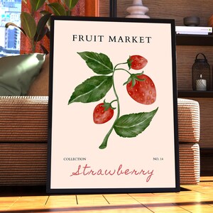 Strawberry Fruit Market Poster - Food Poster - Kitchen Decor - Fruit ...