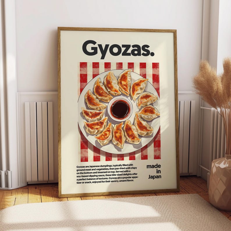 Gyozas Poster - Food Poster - Kitchen Decor - Kitchen Print - Japanese ...