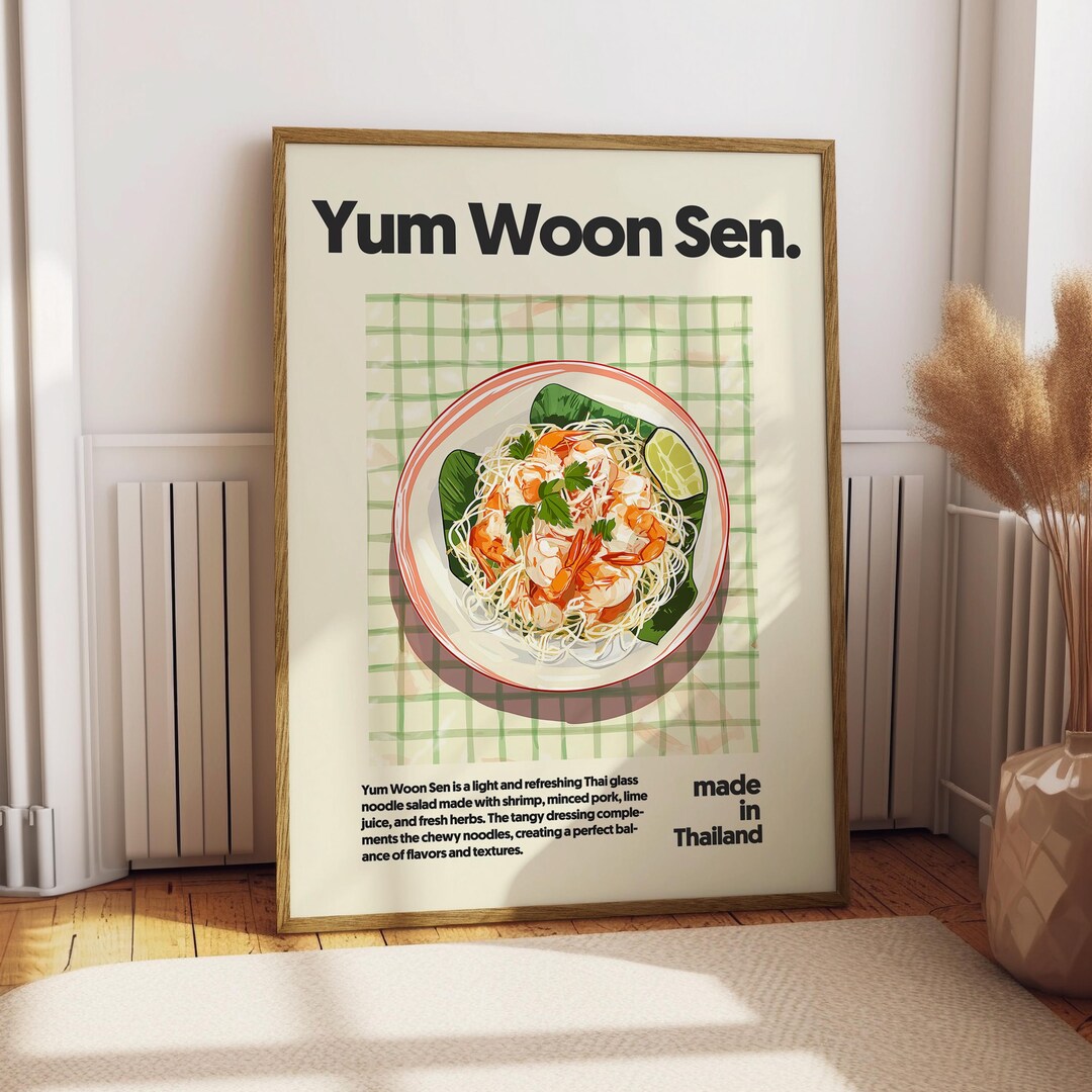 Yum Woon Sen Poster - Food Poster - Kitchen Decor - Kitchen Print ...
