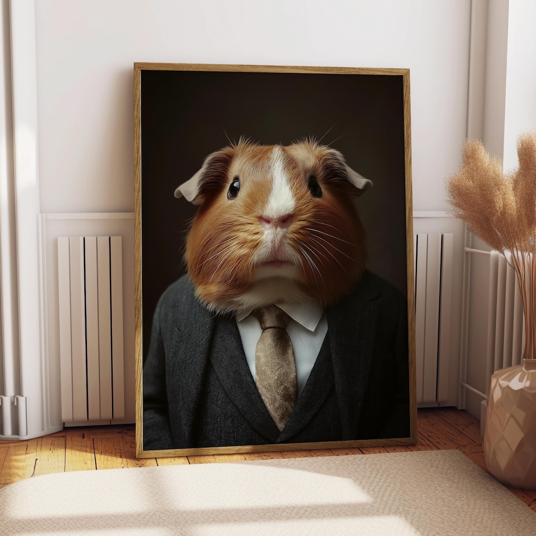 Guinea Pig Suit Portrait - Pet Poster - Guinea Pig Portrait - Custom ...