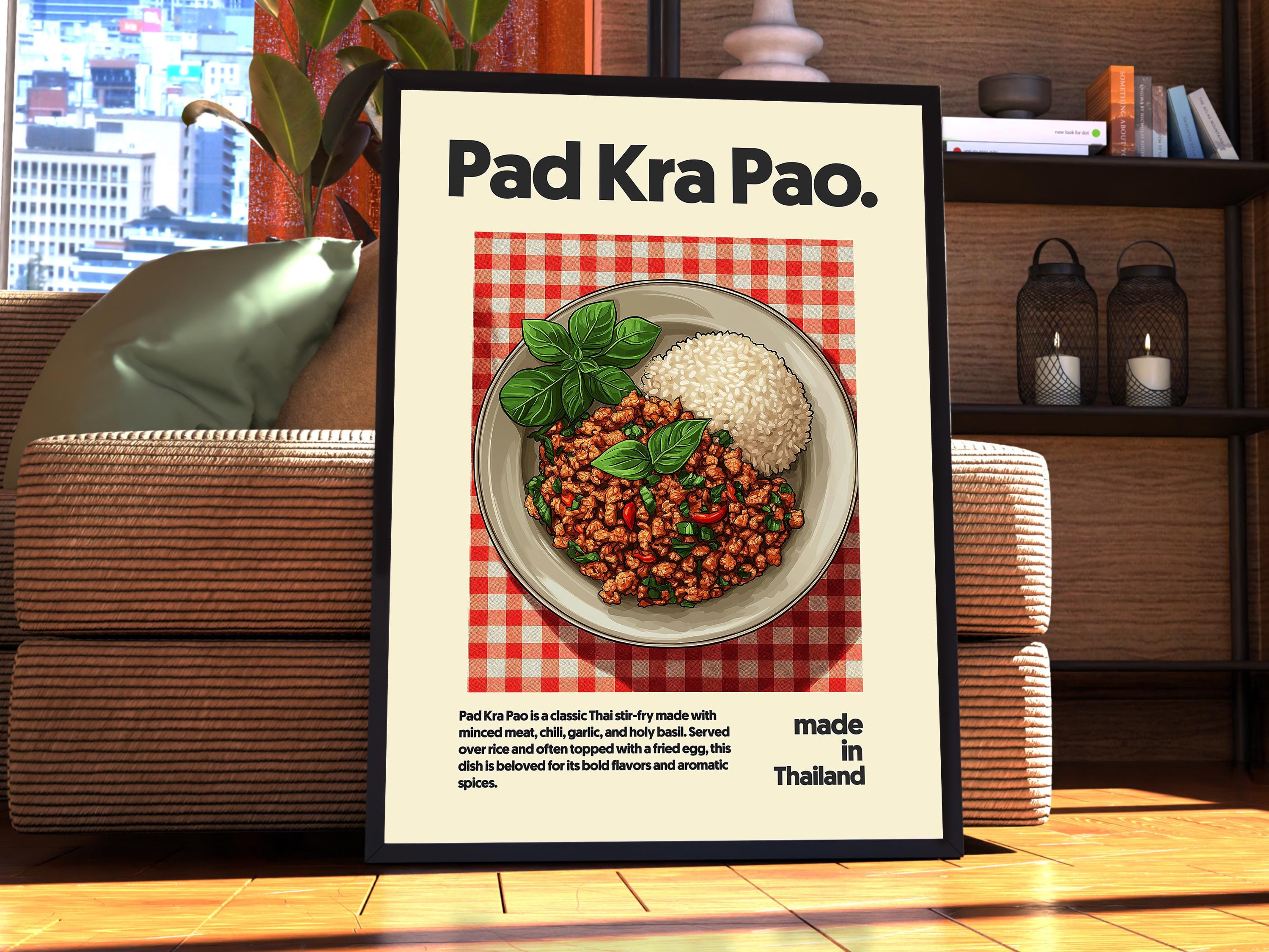 Pad Kra Pao Poster - Food Poster - Kitchen Decor - Kitchen Print - Thai ...