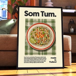 Som Tum Poster - Food Poster - Kitchen Decor - Kitchen Print - Thai ...
