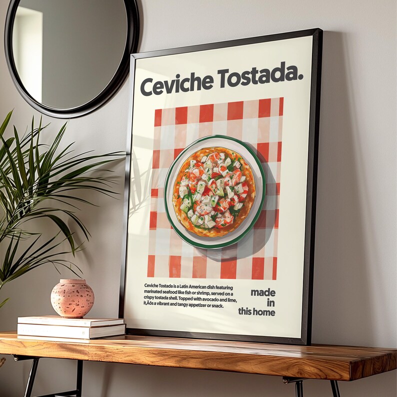 Ceviche Tostada Poster - Food Poster - Kitchen Decor - Kitchen Print ...
