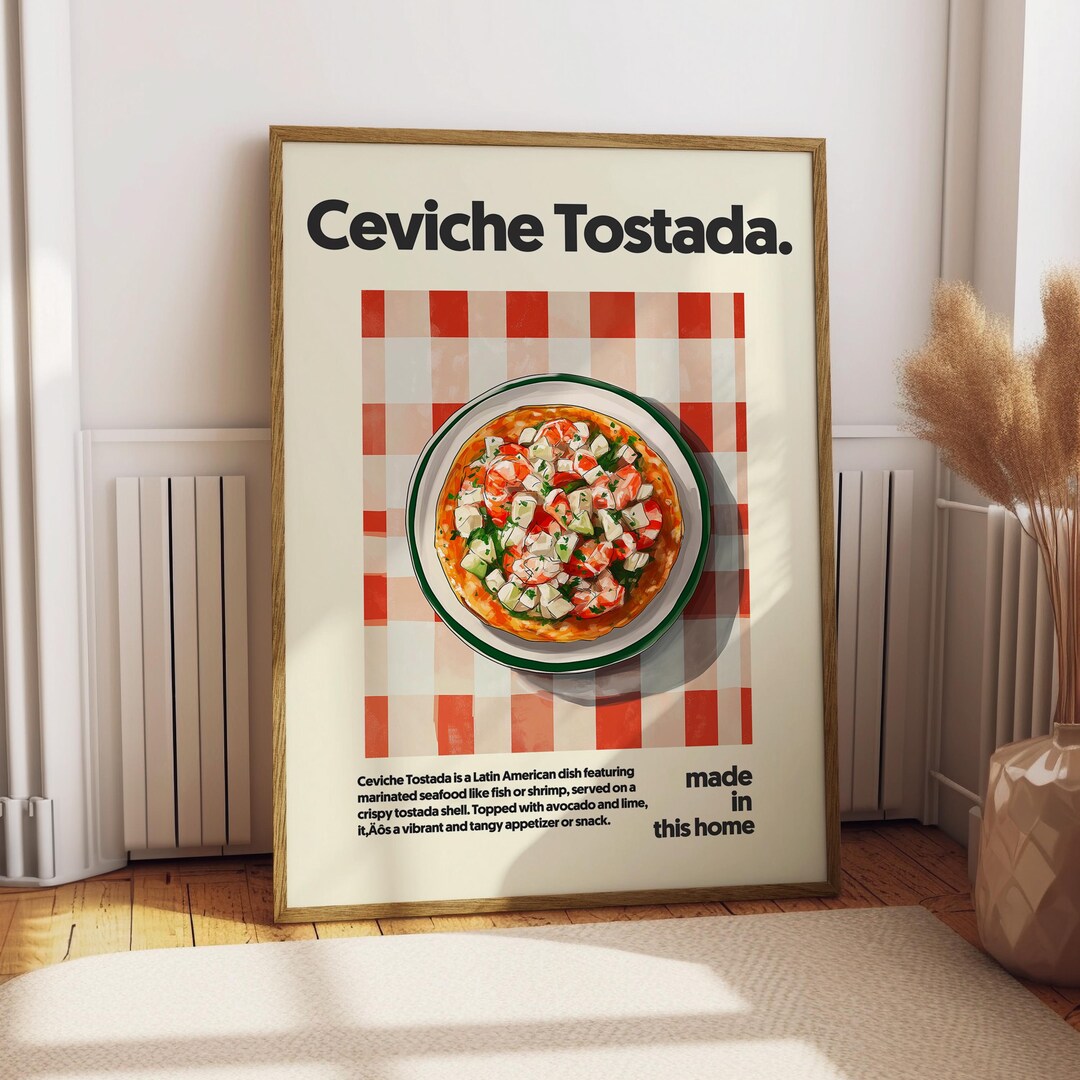 Ceviche Tostada Poster - Food Poster - Kitchen Decor - Kitchen Print ...