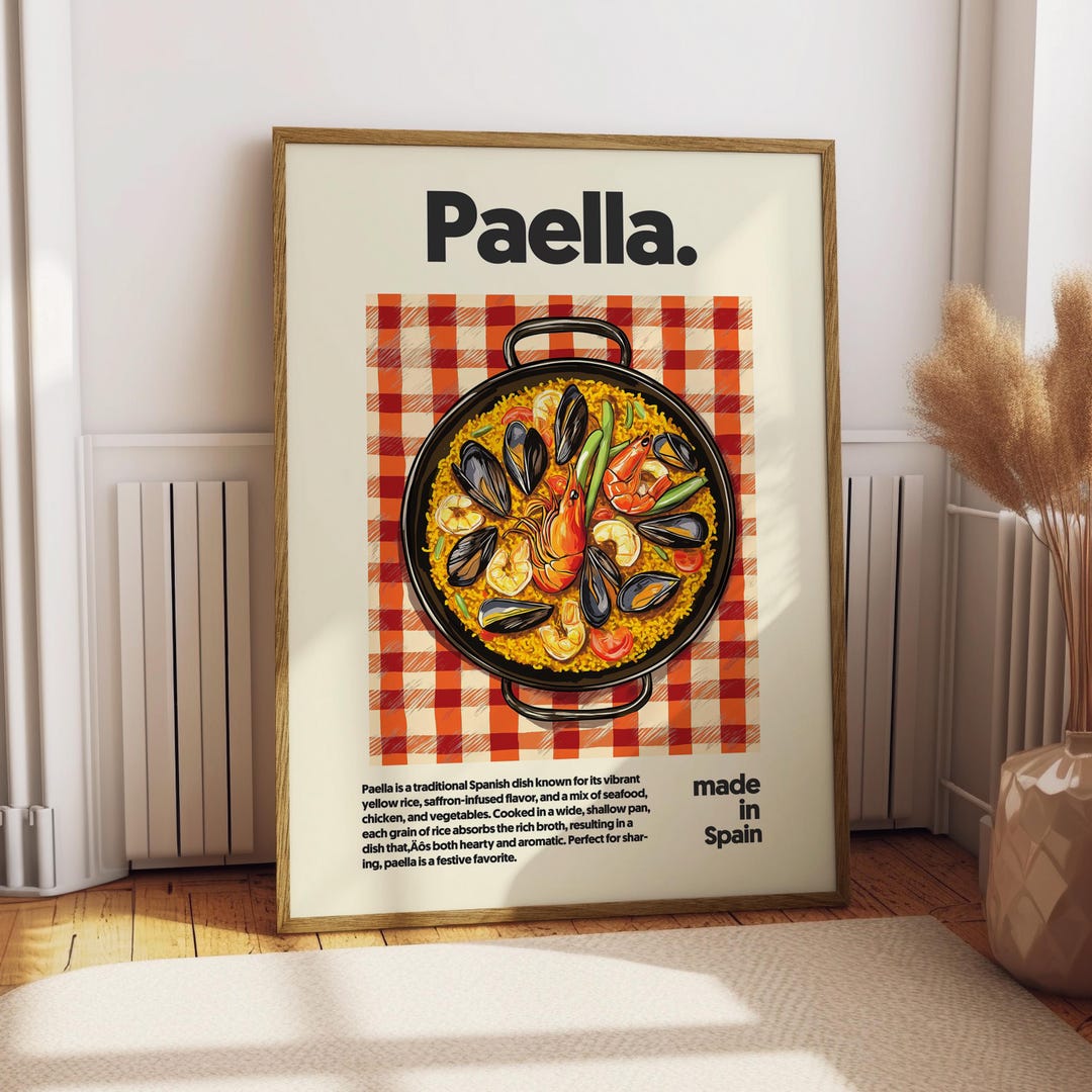 Paella Poster - Food Poster - Kitchen Decor - Kitchen Print - Spanish ...