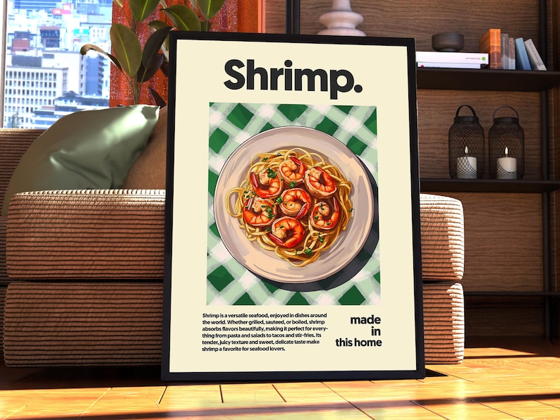 Shrimp Poster - Food Poster - Kitchen Decor - Kitchen Print - Seafood ...