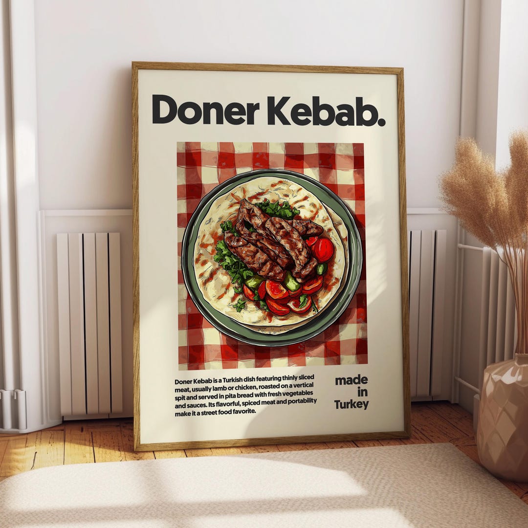 Doner Kebab Poster - Food Poster - Kitchen Decor - Kitchen Print ...