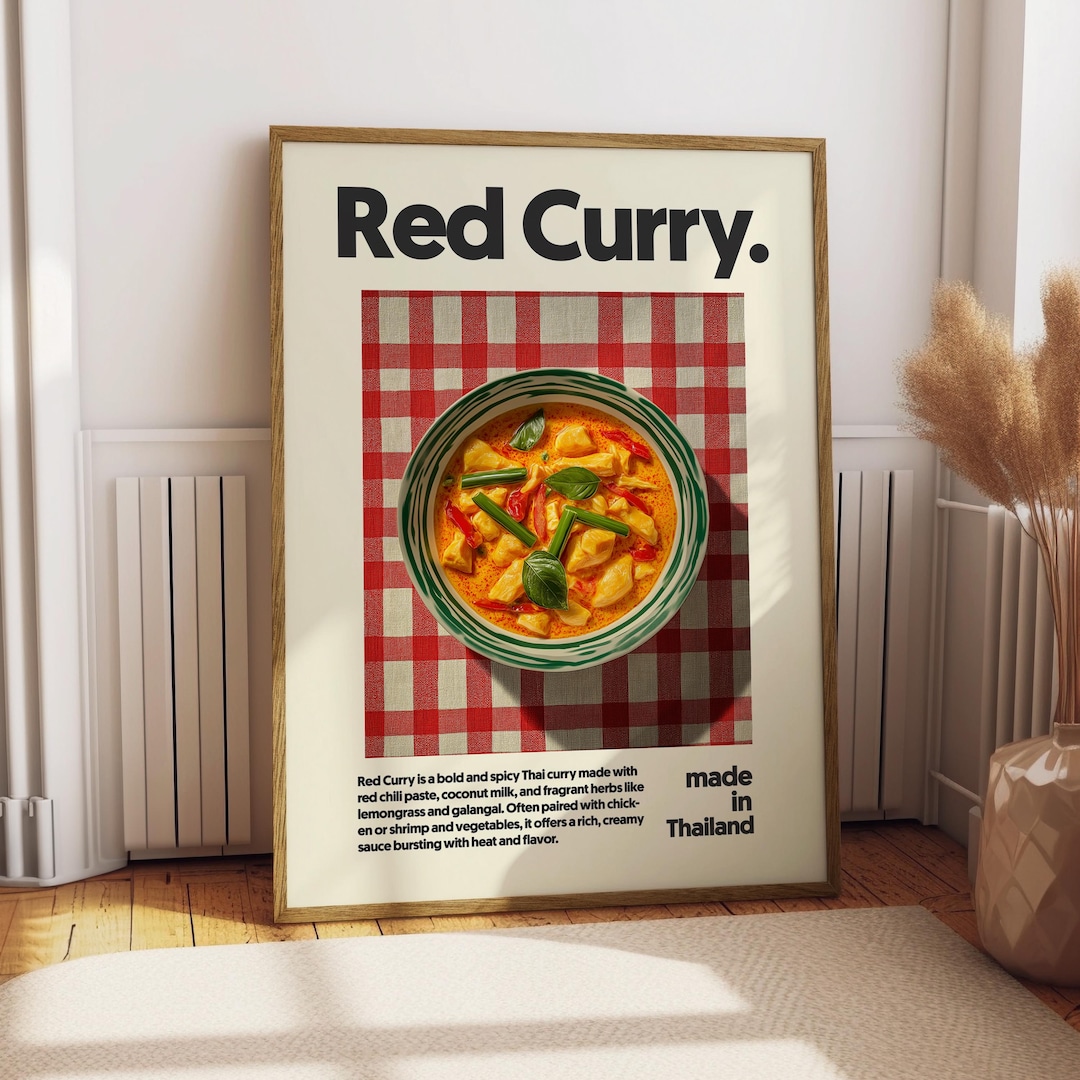Red Curry Poster - Food Poster - Kitchen Decor - Kitchen Print - Thai ...