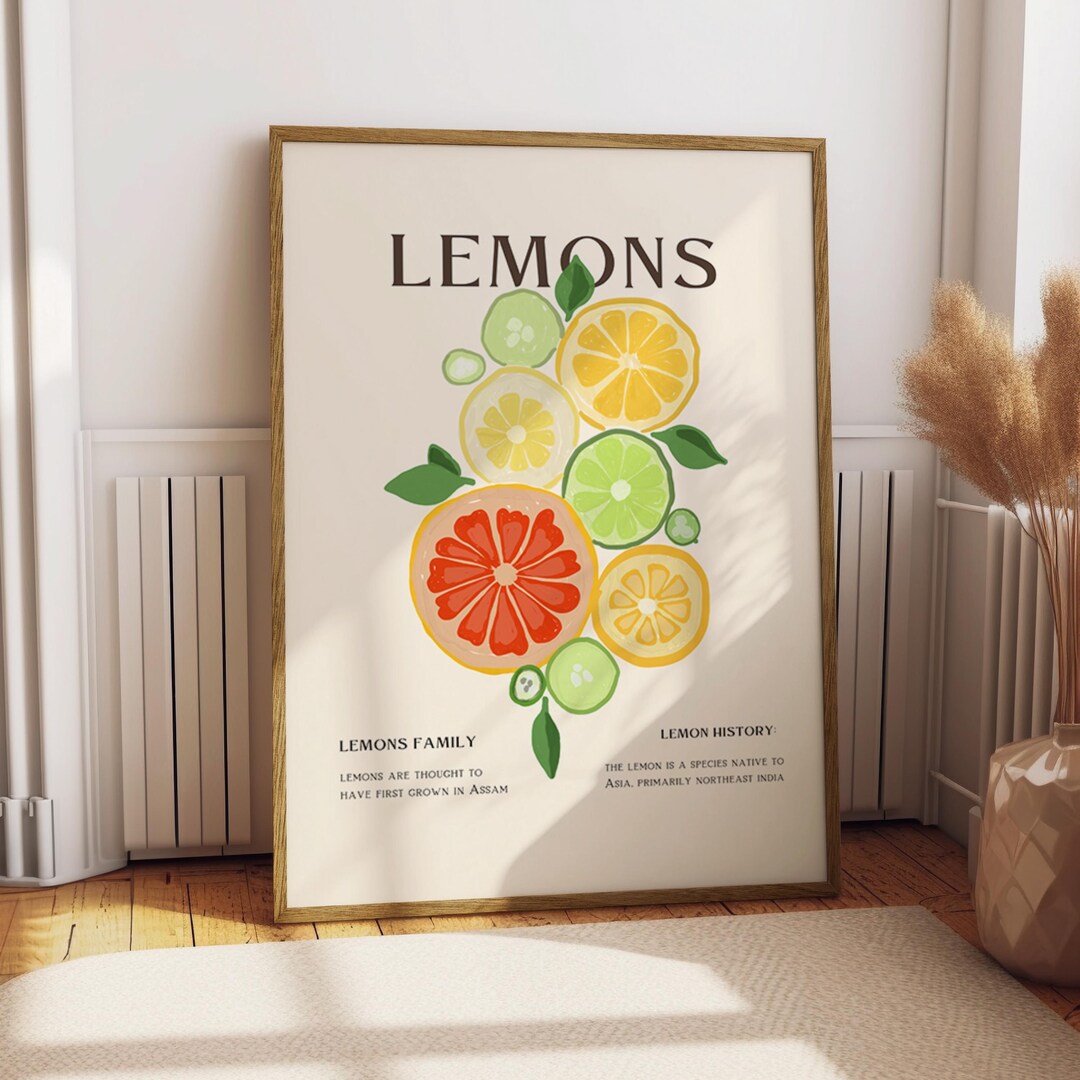 Lemon Fruit Market Poster - Food Poster - Kitchen Decor Print - Fruit ...