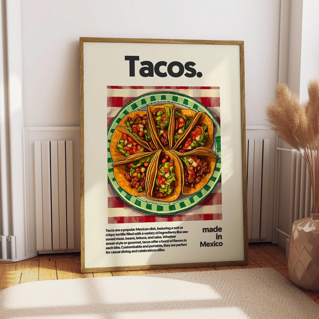 Tacos Poster - Food Poster - Kitchen Decor - Kitchen Print - Mexican ...