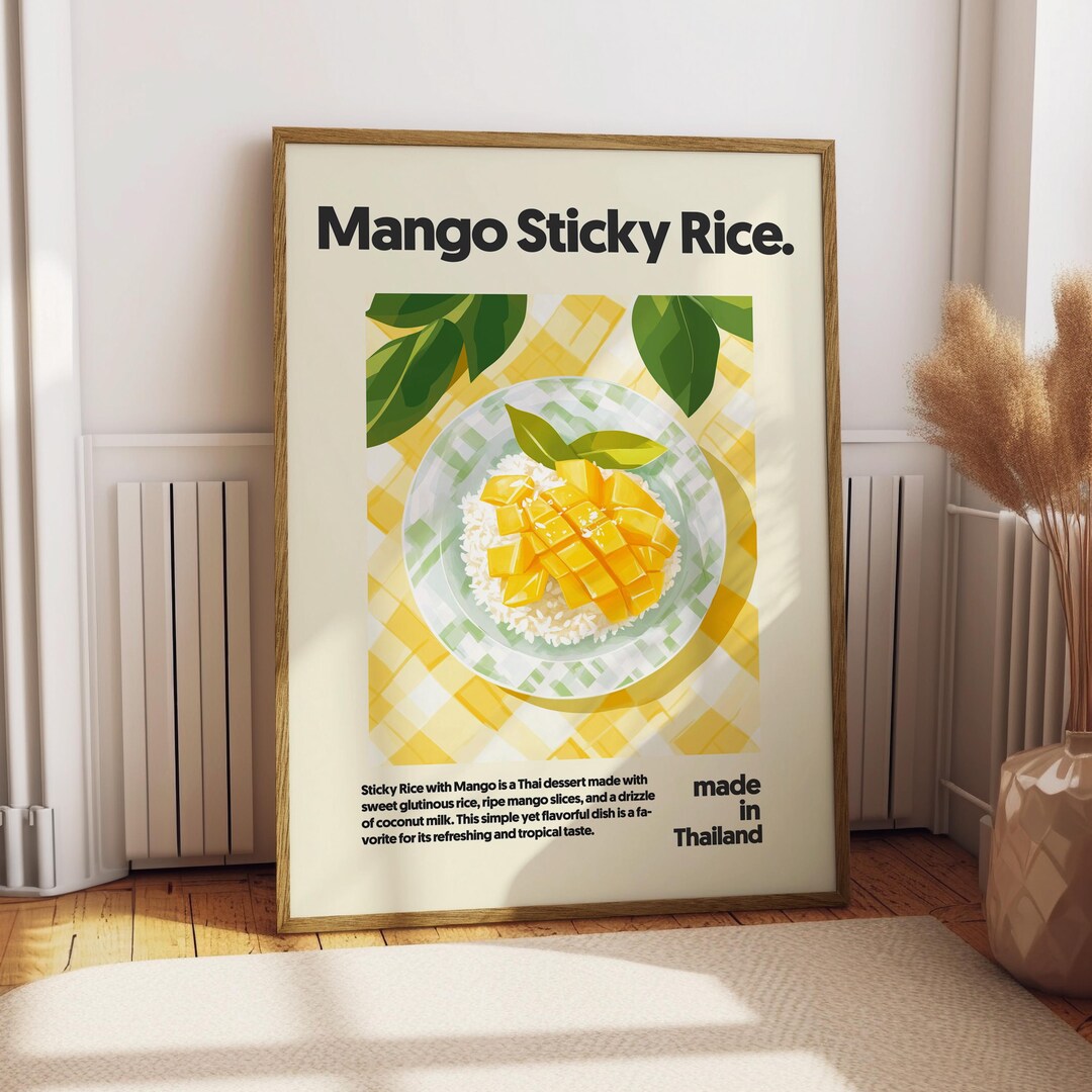 Mango Sticky Rice Poster - Food Poster - Kitchen Decor - Kitchen Print ...