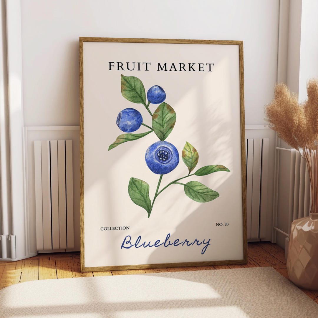Blueberry Fruit Market Poster - Food Poster - Kitchen Decor Print ...