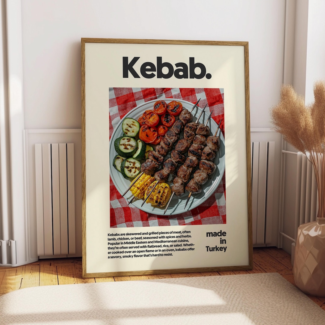 Kebab Poster - Food Poster - Kitchen Decor - Kitchen Print - Turkish ...