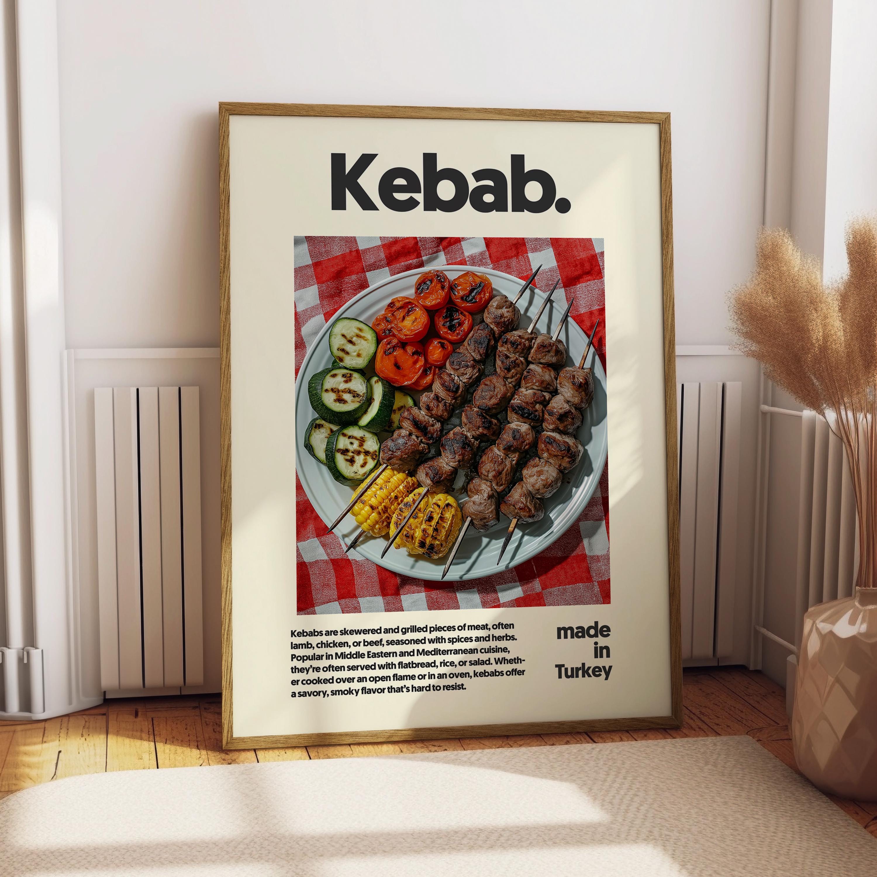 Kebab Poster - Food Poster - Kitchen Decor - Kitchen Print - Turkish ...