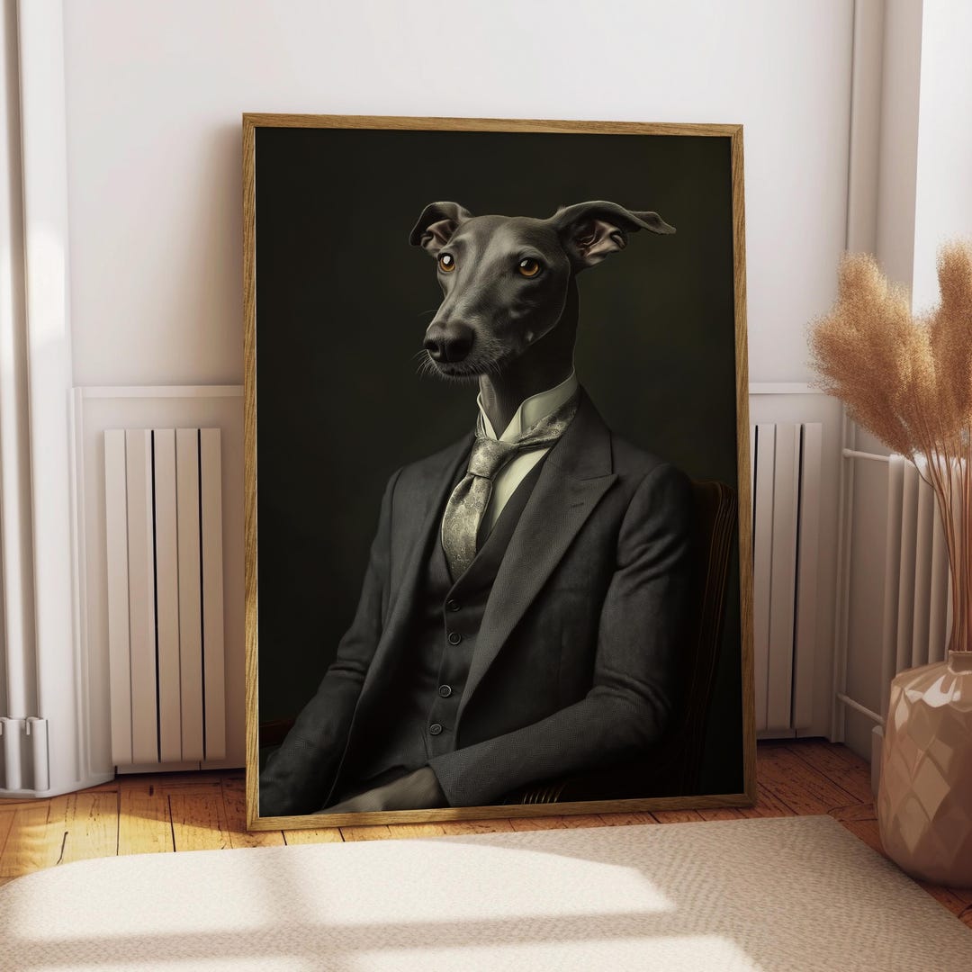 Greyhound Suit Portrait - Dog Poster - Pet Portrait - Custom Pet Art ...