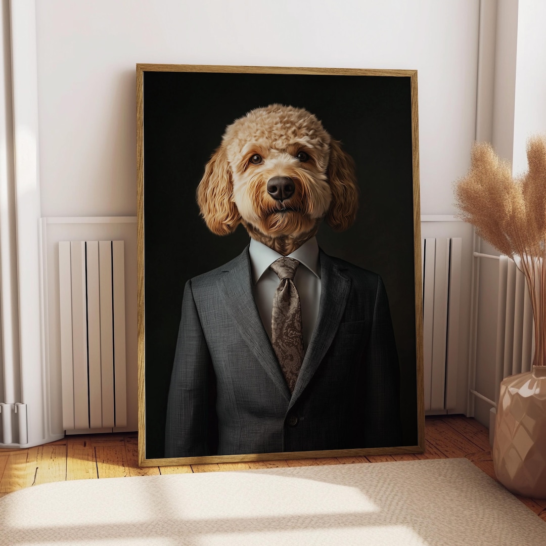 Labradoodle Suit Portrait - Dog Poster - Pet Portrait - Funny Dog ...