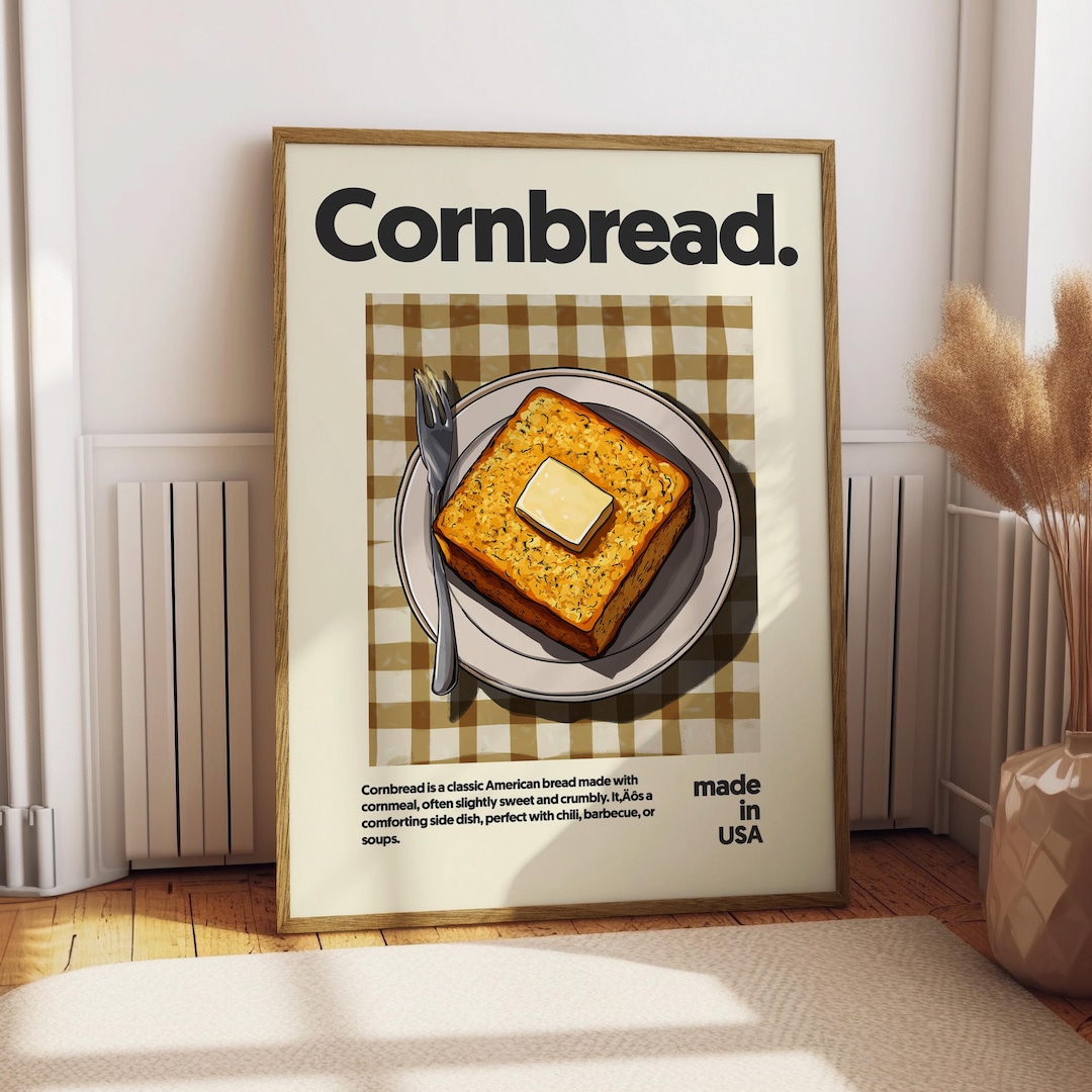 Cornbread Poster - Food Poster - Kitchen Decor - Kitchen Print ...