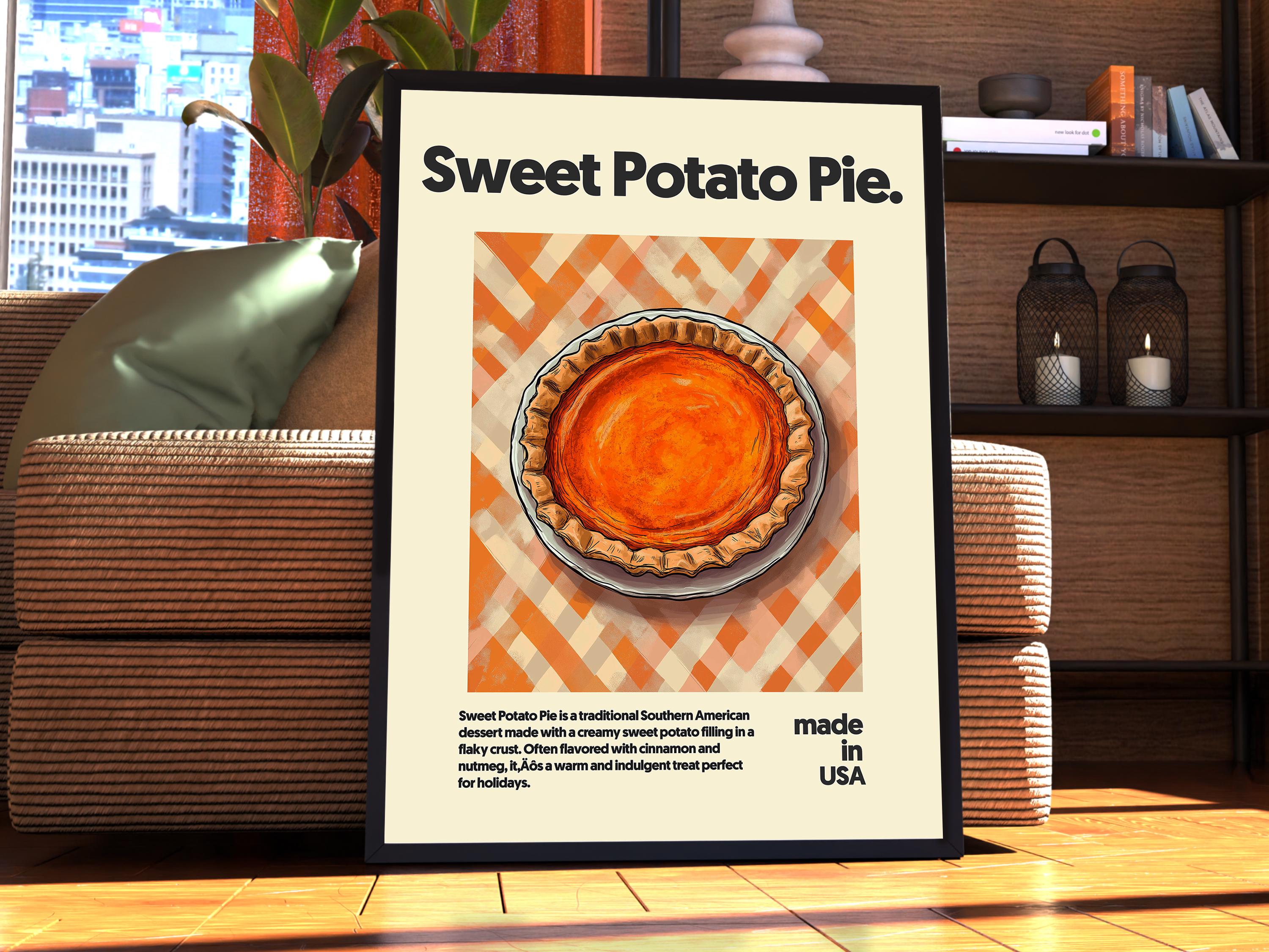 Sweet Potato Pie Poster - Food Poster - Kitchen Decor - Kitchen Print ...