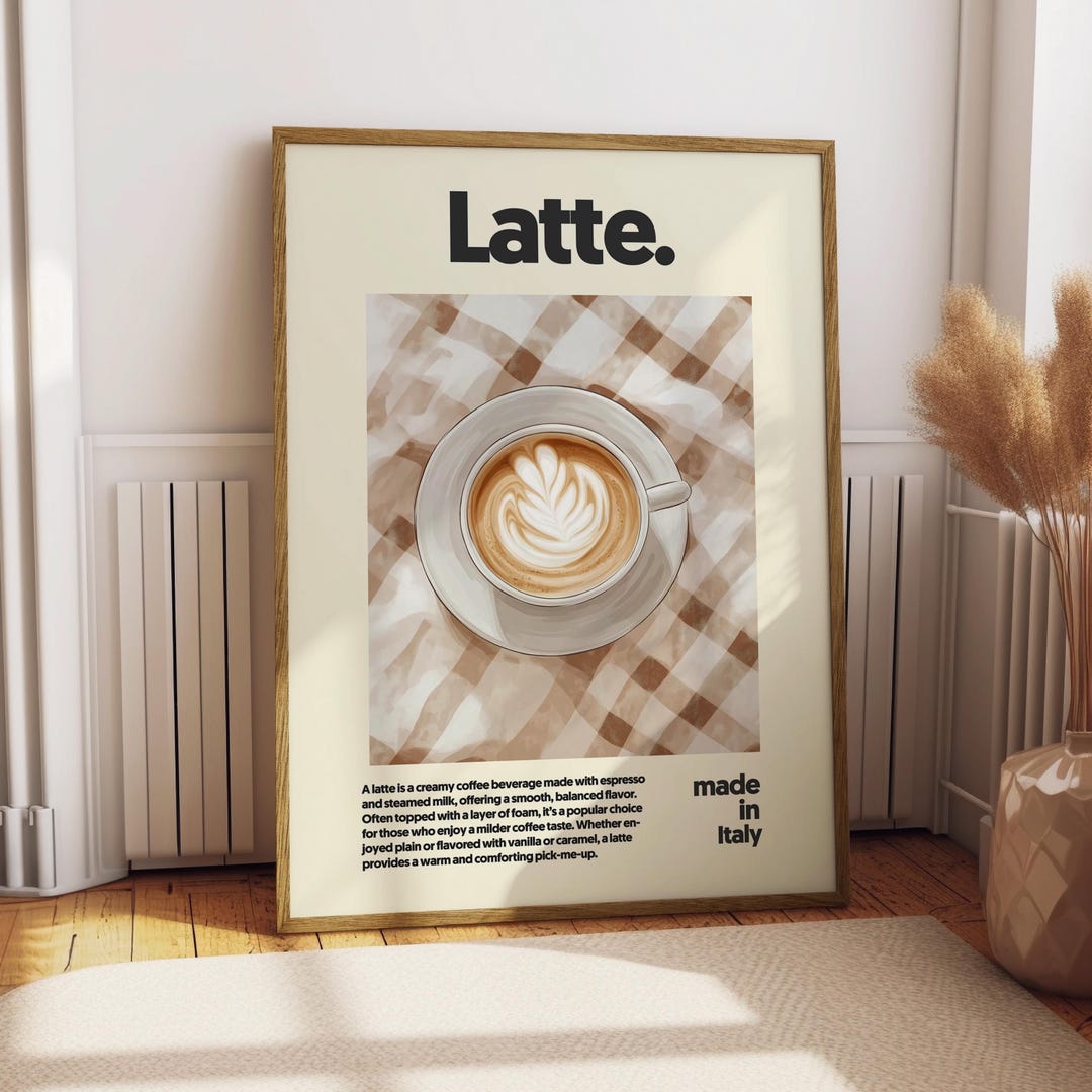 Latte Poster - Coffee Poster - Kitchen Decor - Kitchen Print - Cafe ...