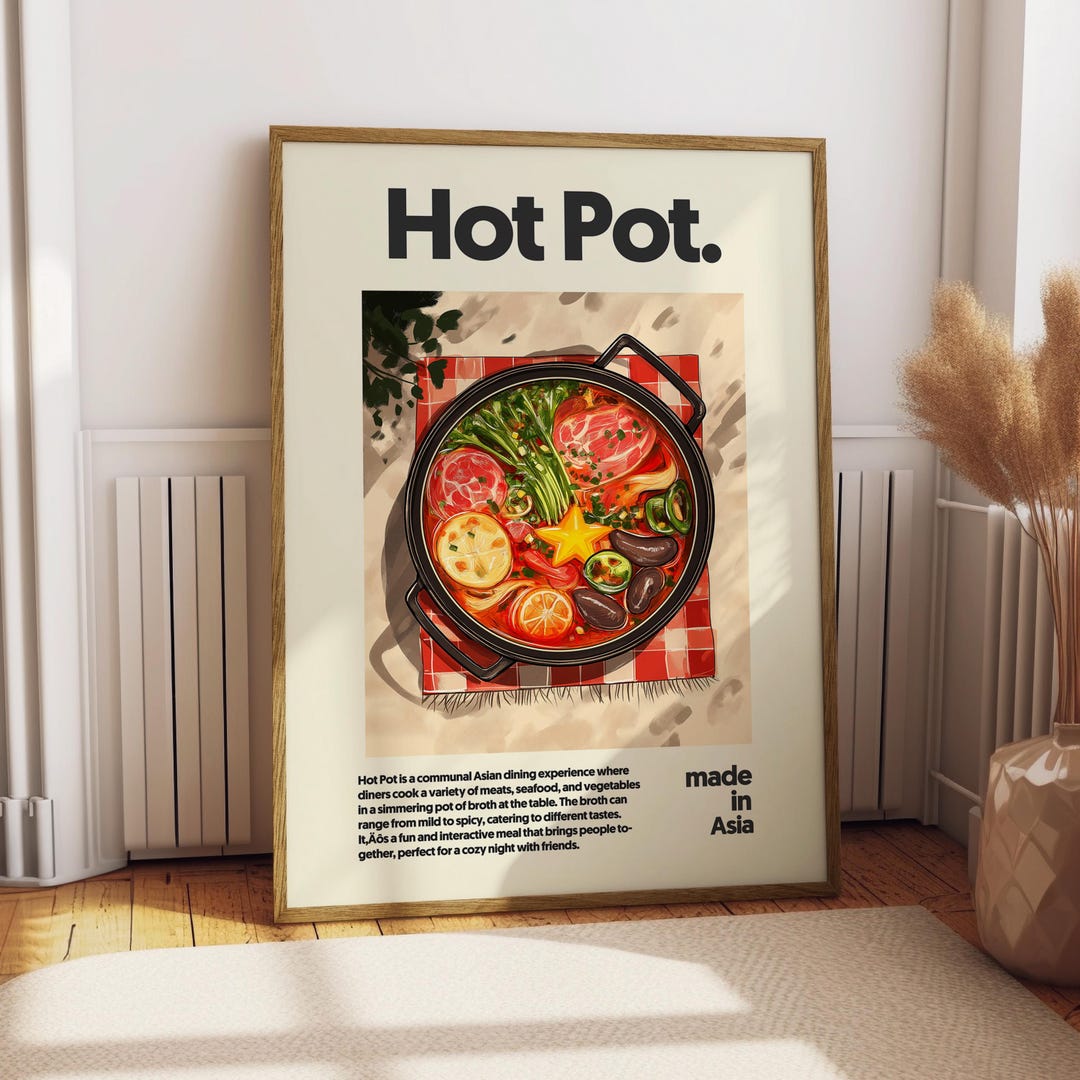 Hot Pot Poster - Food Poster - Kitchen Decor - Kitchen Print - Chinese ...