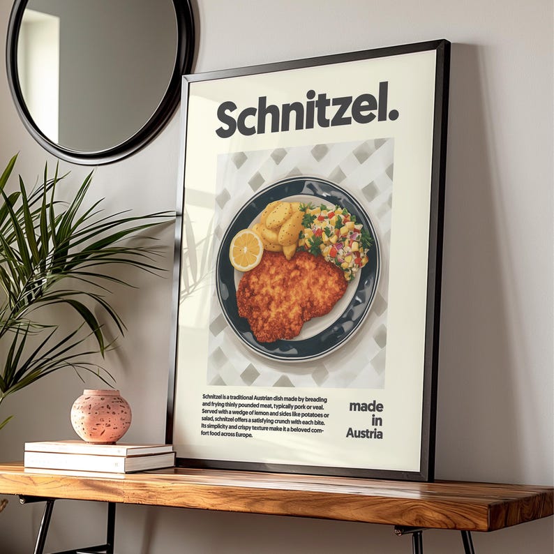 Schnitzel Poster Food Poster Kitchen Decor Kitchen Print German Food ...