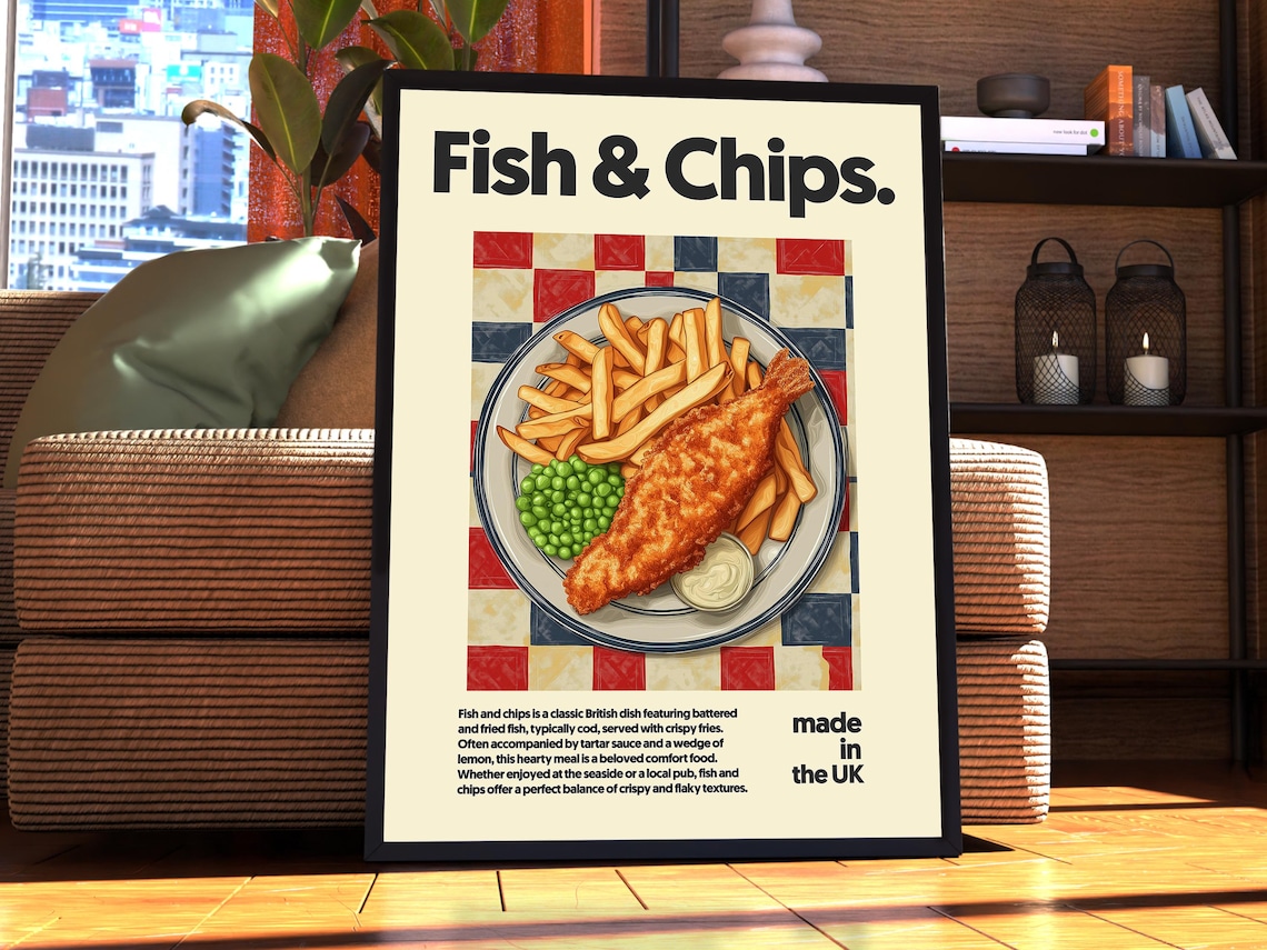 Fish and Chips Poster – British Food Kitchen Print - Etsy