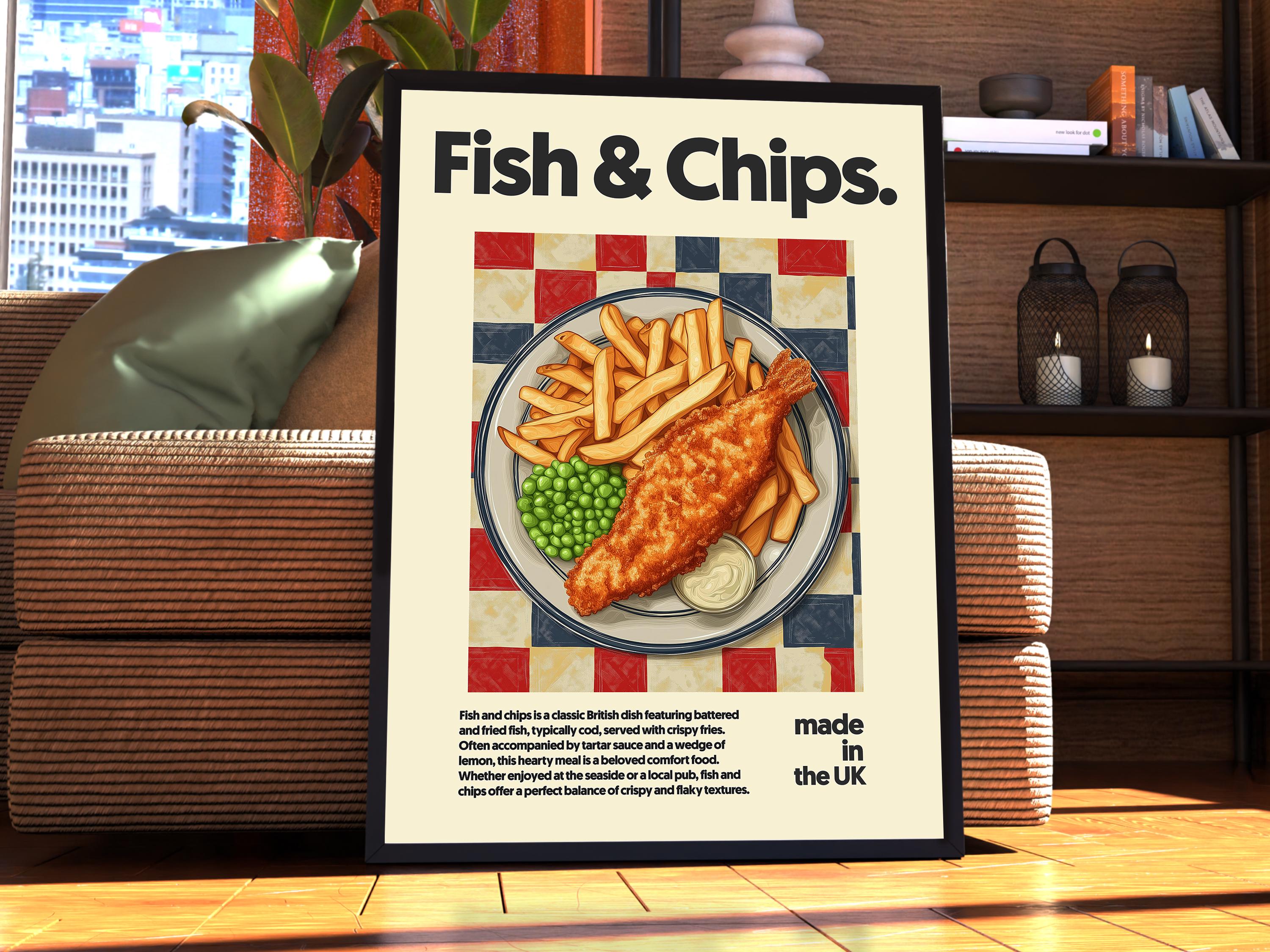 Fish and Chips Poster – British Food Kitchen Print - Etsy