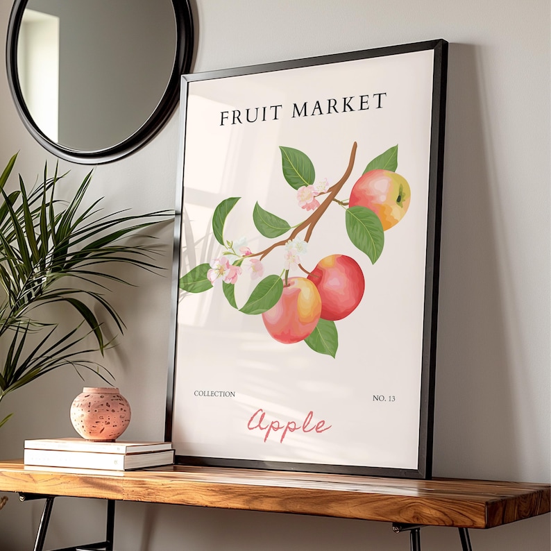 Apple Fruit Market Poster - Food Poster - Kitchen Decor Print - Fruit ...