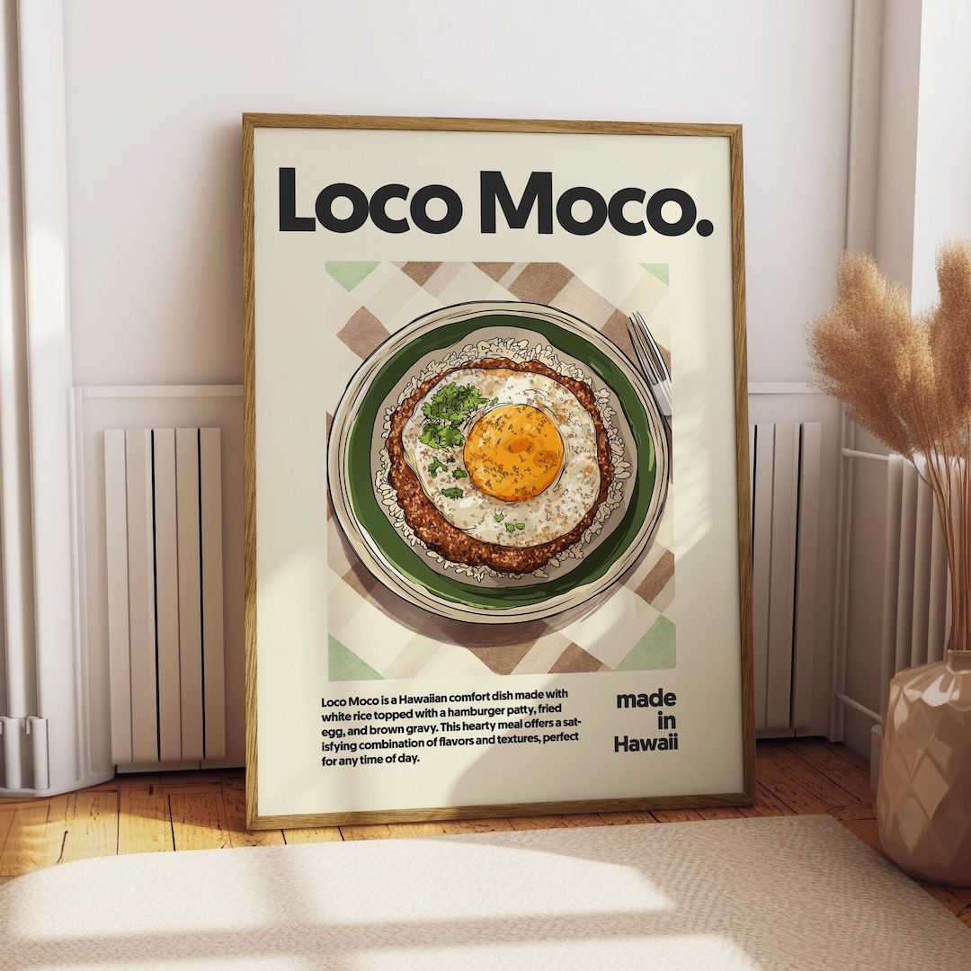 Loco Moco Poster - Food Poster - Kitchen Decor - Kitchen Print - Hawaii Food - Healthy Food Wall ...