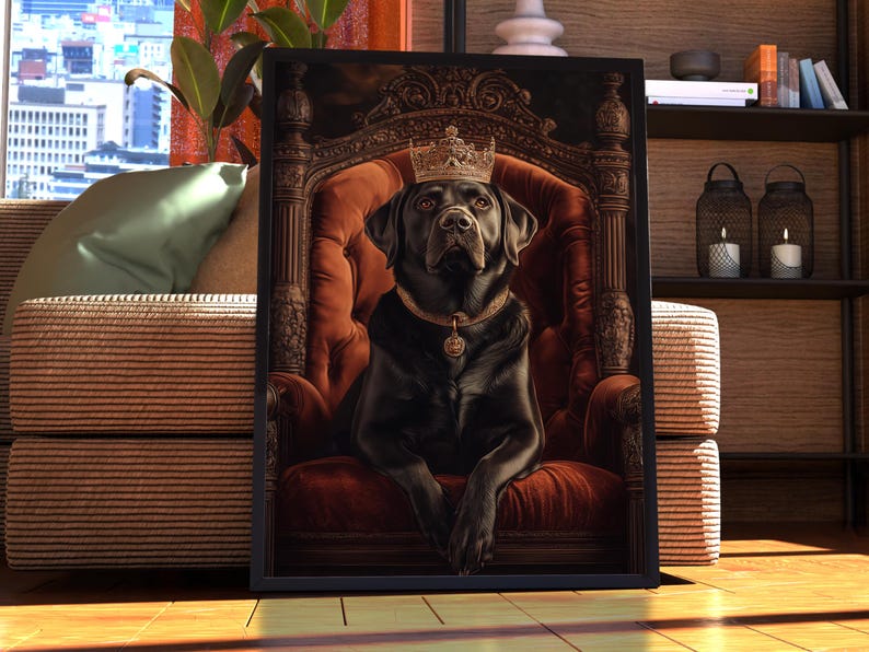 Black Labrador Royal Portrait - Dog Poster - Pet Portrait - Custom Pet ...