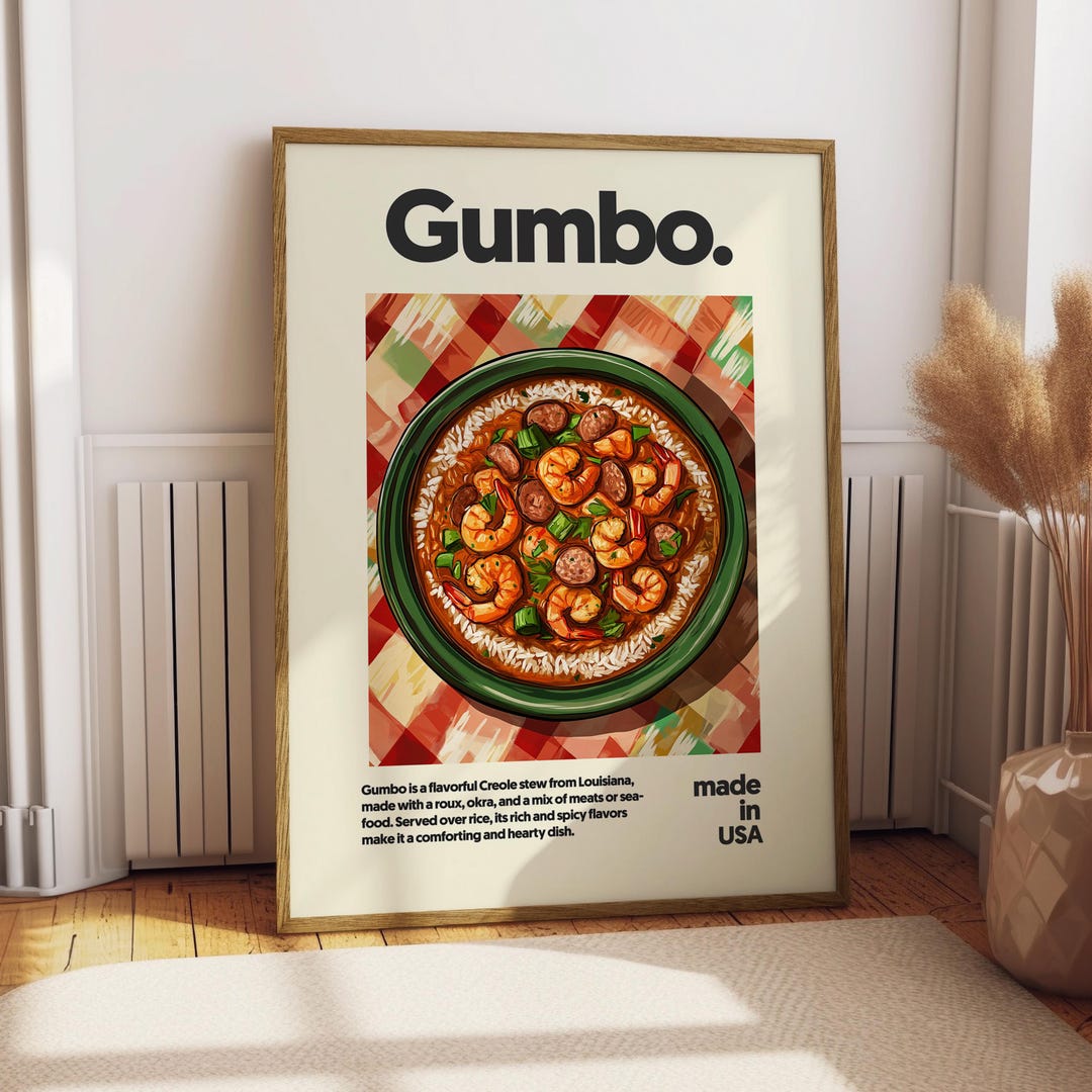 Gumbo Poster - Food Poster - Kitchen Decor - Kitchen Print - American ...