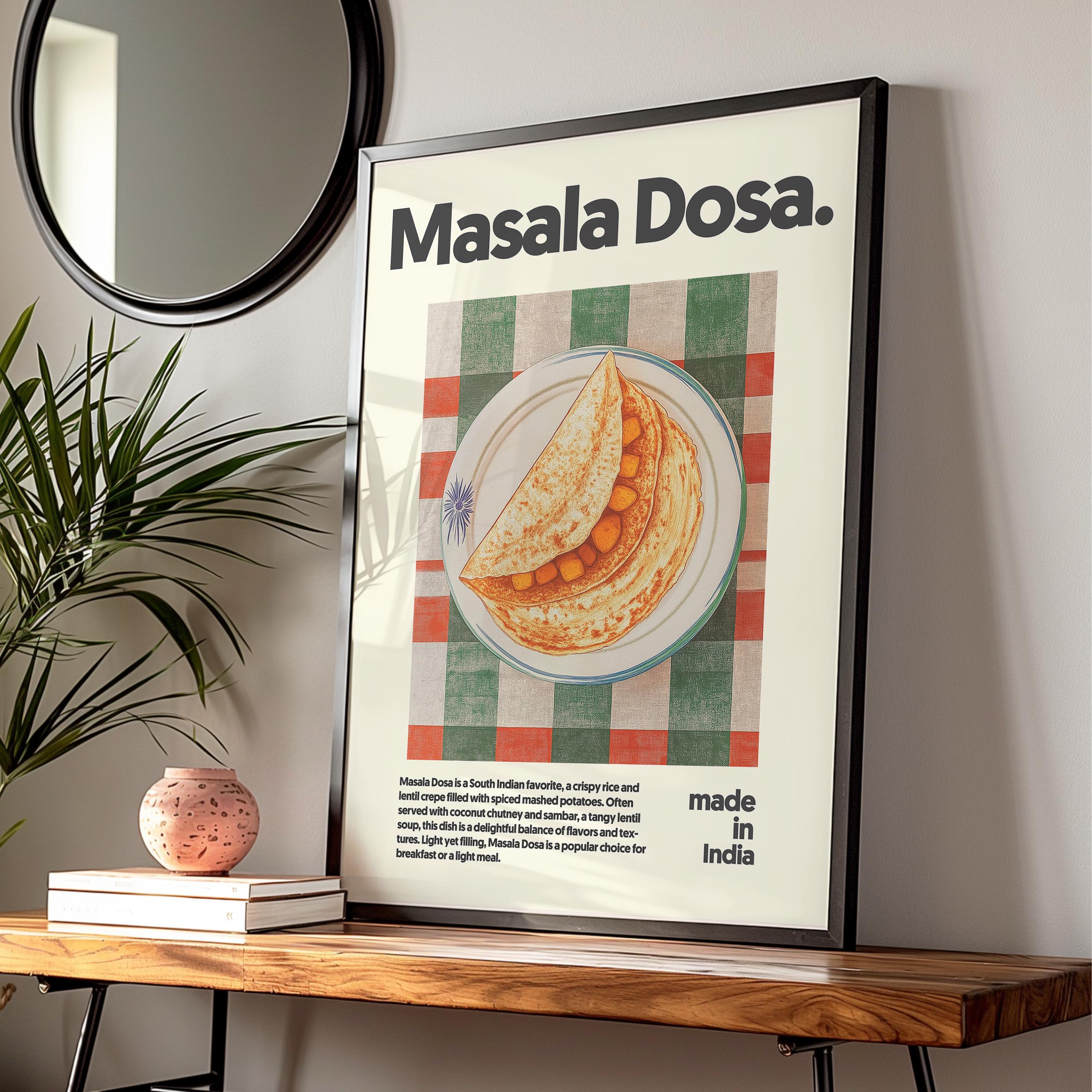 Masala Dosa Poster Food Poster Kitchen Decor Kitchen Print Indian Food ...