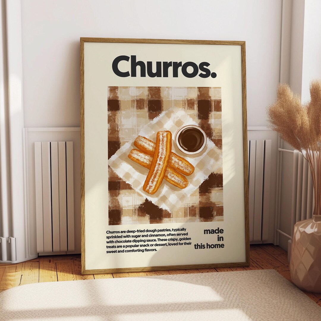 Churros Poster - Chocolate Art - Kitchen Decor - Kitchen Print - Cafe ...