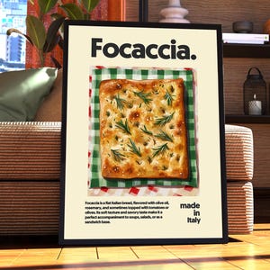Focaccia Poster - Food Poster - Kitchen Decor - Kitchen Print - Italian ...