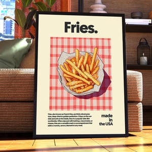 Fries Poster - Food Poster - Kitchen Decor - Kitchen Print - American ...