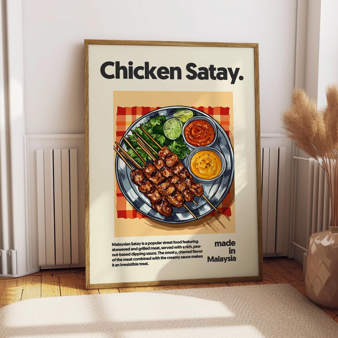 Chicken Satay Poster - Food Poster - Kitchen Decor - Kitchen Print ...